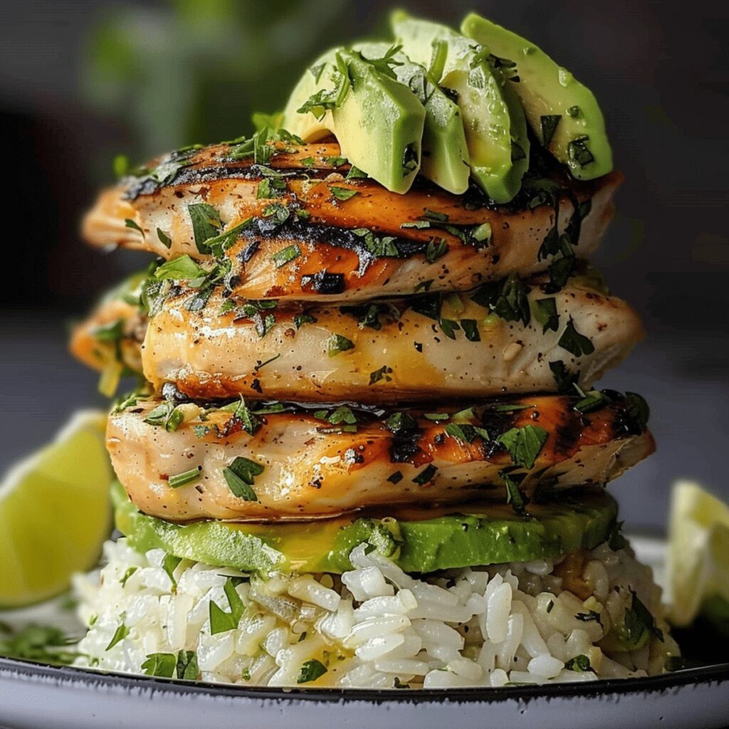 Zesty Honey Lime Chicken and Avocado Rice Stack Recipe - Dave's Grill
