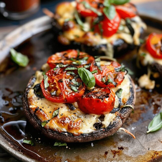 Tangy & Cheesy Caprese Stuffed Portobello Mushrooms Recipe - Dave's Grill