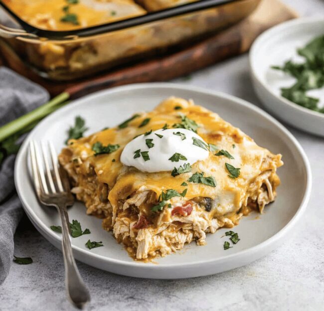 Quick & Zesty Chicken Enchilada Casserole Recipe for Dinner Joy - Dave ...