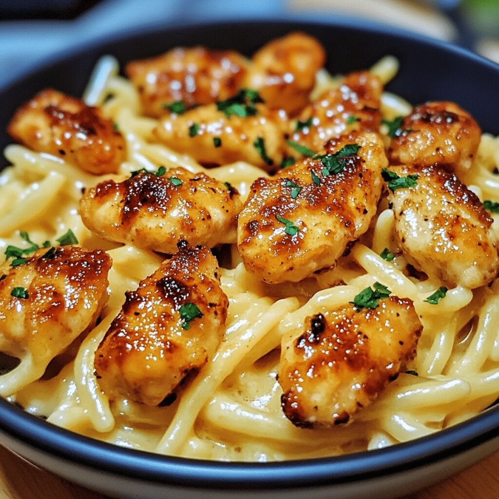 Irresistibly Juicy Garlic Butter Chicken Bites with Parmesan Pasta ...
