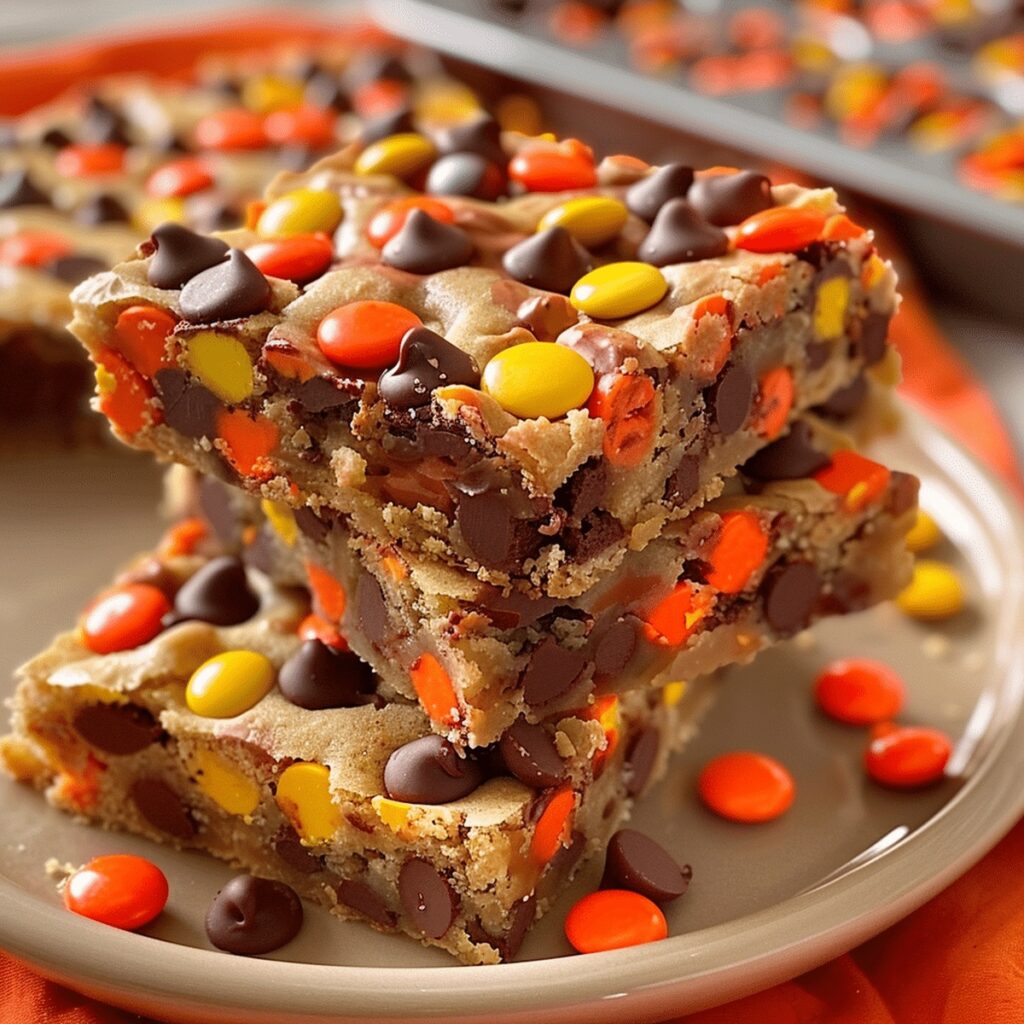 Irresistible Reeses Pieces Chocolate Chip Cookie Bars Recipe - Dave's Grill