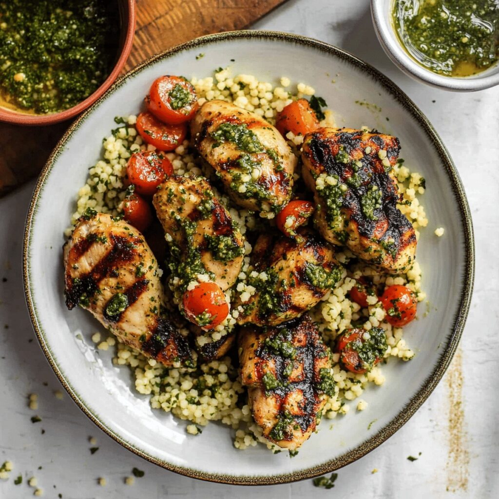 Sizzling Grilled Chimichurri Chicken with Couscous Salad Recipe - Dave ...