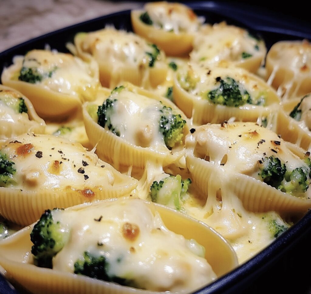 Luscious Creamy Chicken Broccoli Alfredo Stuffed Shells Recipe - Dave's ...