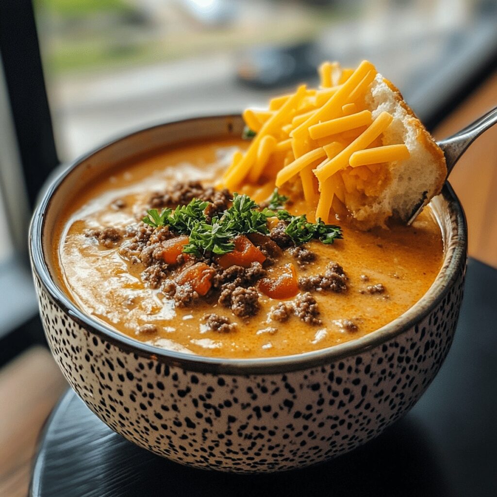 Slow Cooker Cheesy Burger Flavored Soup Recipe: Cozy Comfort - Dave's Grill