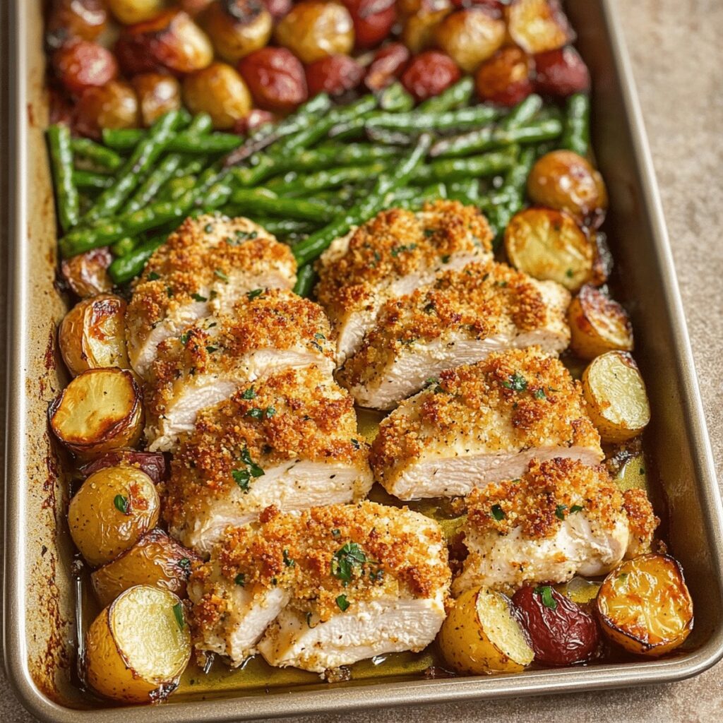 Parmesan-Crusted Chicken Sheet Pan Dinner Recipe for Easy Entertaining ...