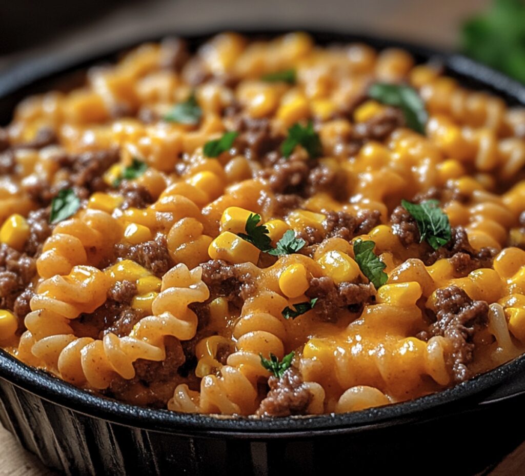 Loaded Cheddar Ranch Beef Sweet Corn Rotini Bake Recipe - Dave's Grill