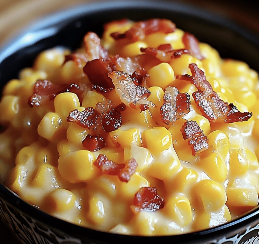 Warm Cheesy Slow Cooker Cheddar Corn with Bacon Recipe - Dave's Grill