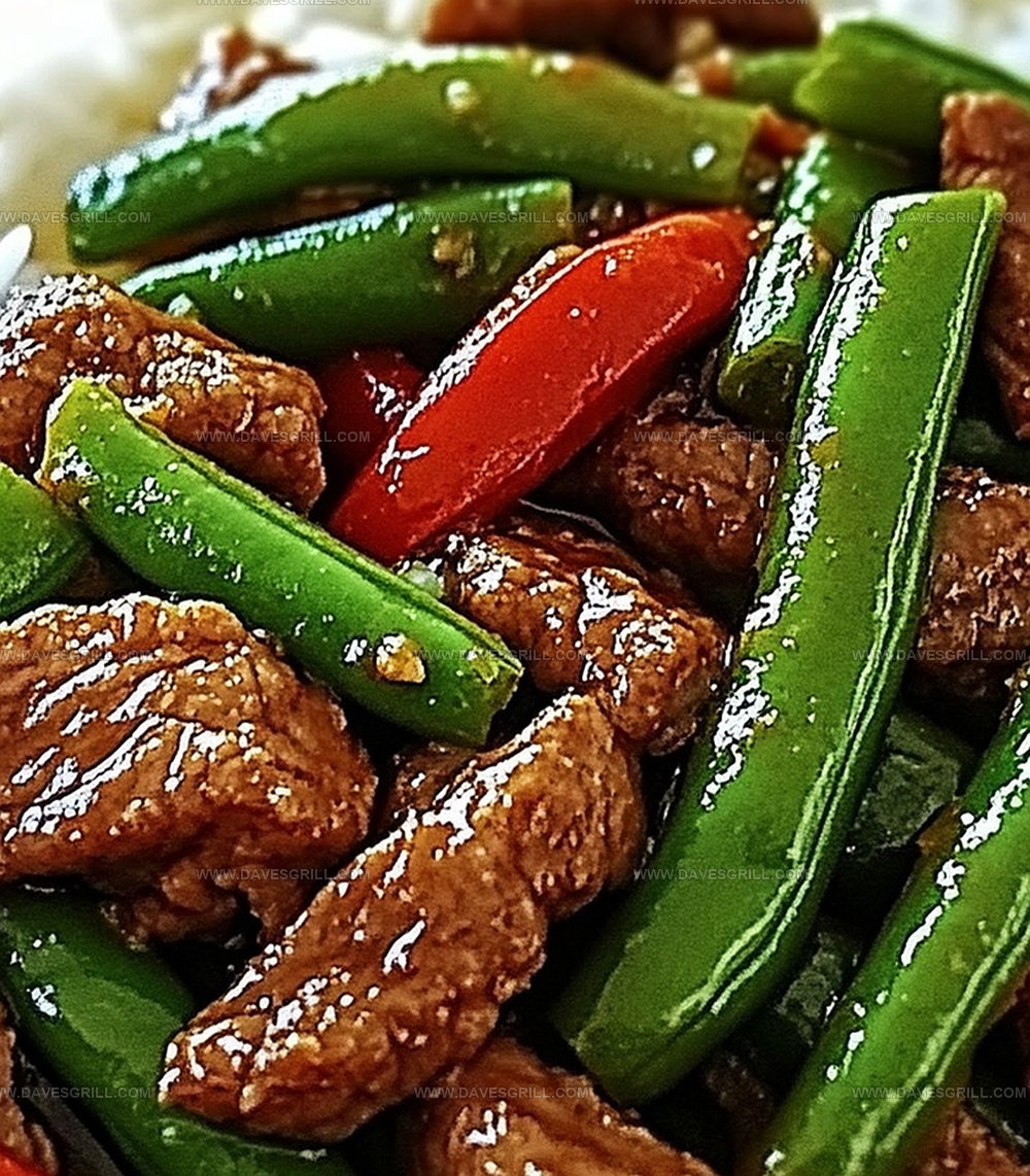 Sizzling Spicy Garlic Beef Stir-Fry with Green Beans & Rice Recipe ...