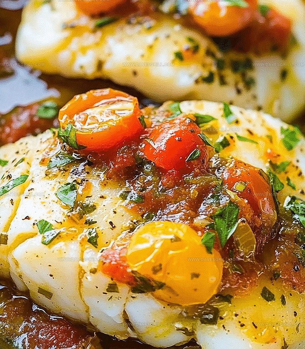 Silky Cod in White Wine Tomato Basil Sauce Recipe - Dave's Grill